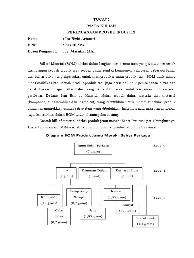 Contoh Bill of Material Produk Jamu | PDF