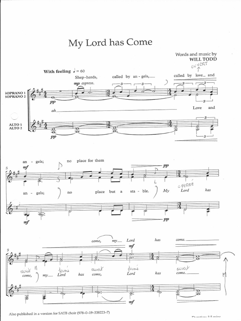 TODD Will - My Lord Has Come - SSAA | PDF