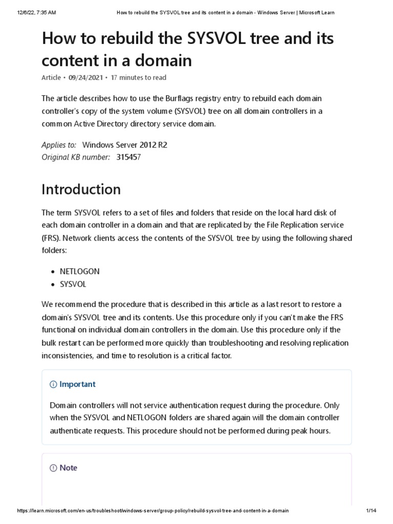Rebuild SYSVOL Tree in Windows Server | PDF | Windows Registry | Group ...
