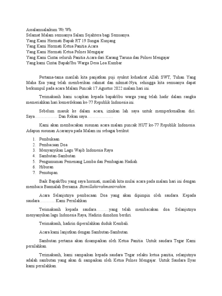 Teks MC 17 Agustus | PDF