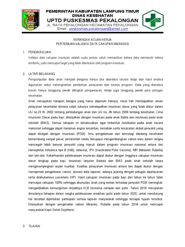 KAK-Laporan Validasi Data Cakupan | PDF | Sains & Matematika