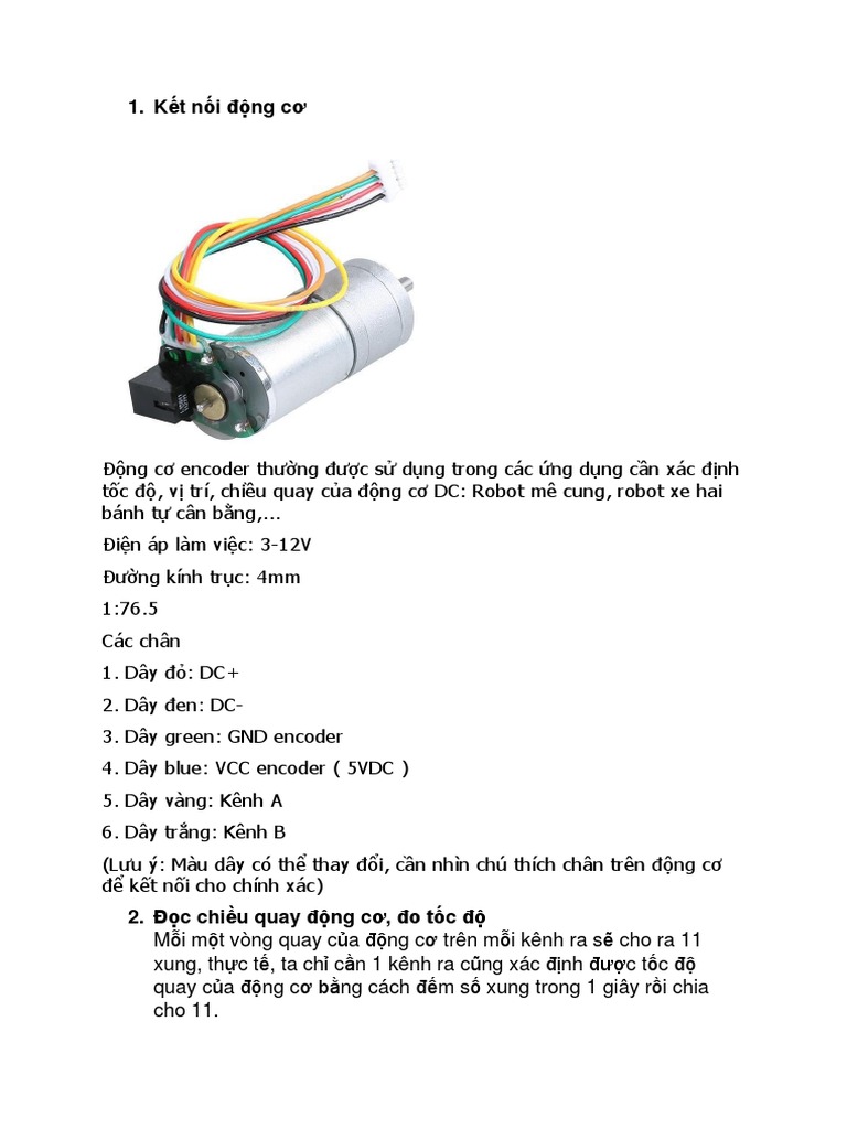 Hướng dẫn kết nối động cơ Encoder và đọc tốc độ chiều quay | PDF