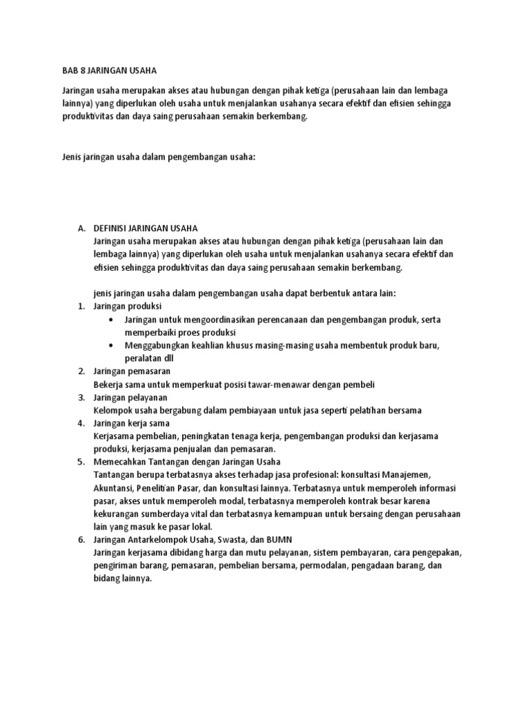BAB 8 JARINGAN USAHA Sri Dan Ratna | PDF