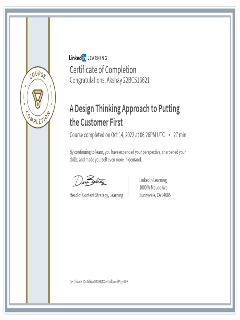Design Thinking Course Completion Certificates | PDF | Design Thinking ...