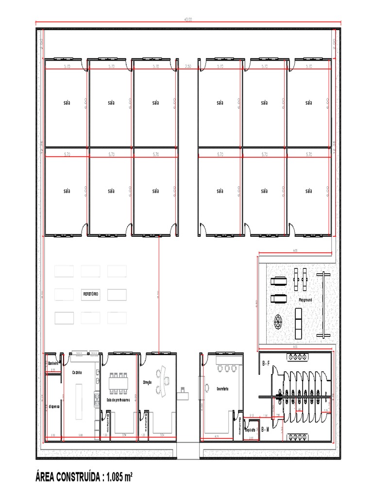 Planta Baixa de Escola com Refeitório | PDF