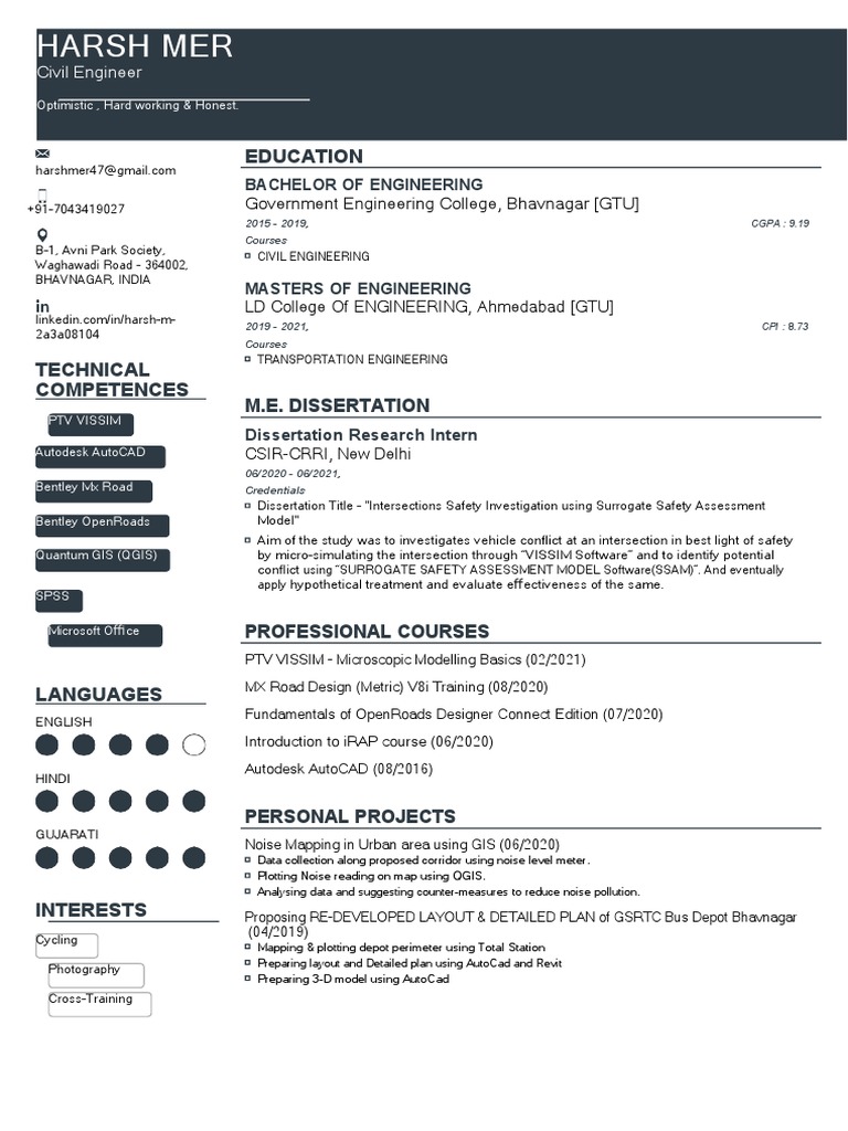 HARSH's Resume PDF | Download Free PDF | Auto Cad
