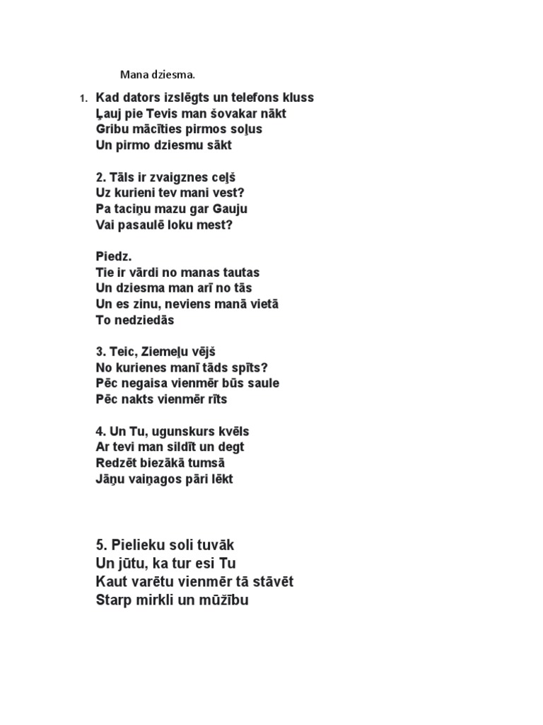 Mana Dziesma | PDF