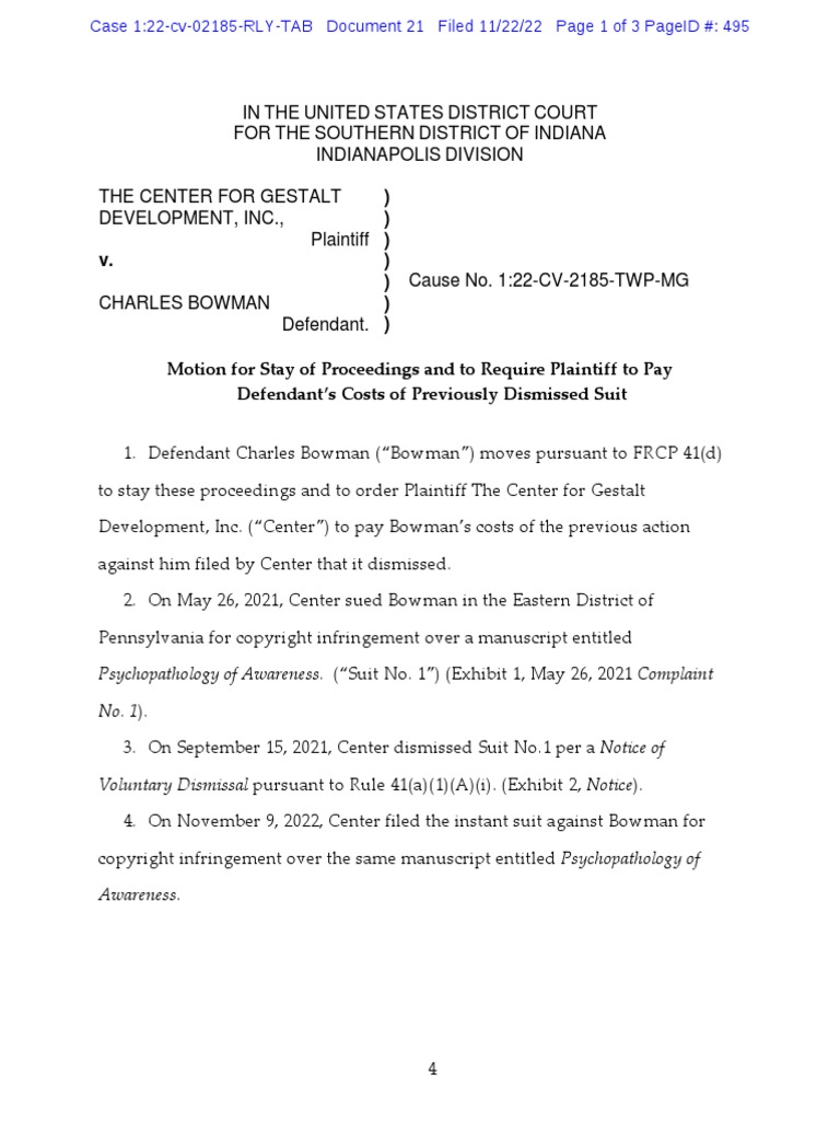 Motion for Stay | PDF | Lawsuit | Complaint