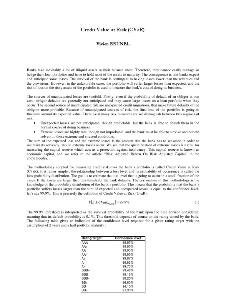 CVaR Explained: Credit Value at Risk Methodology for Measuring Bank ...