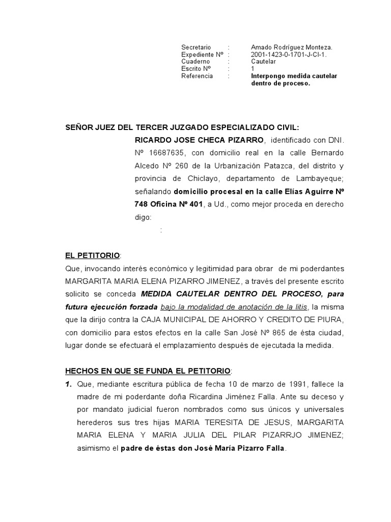 Anotacion de La Litis | PDF | Mandato | Demanda judicial