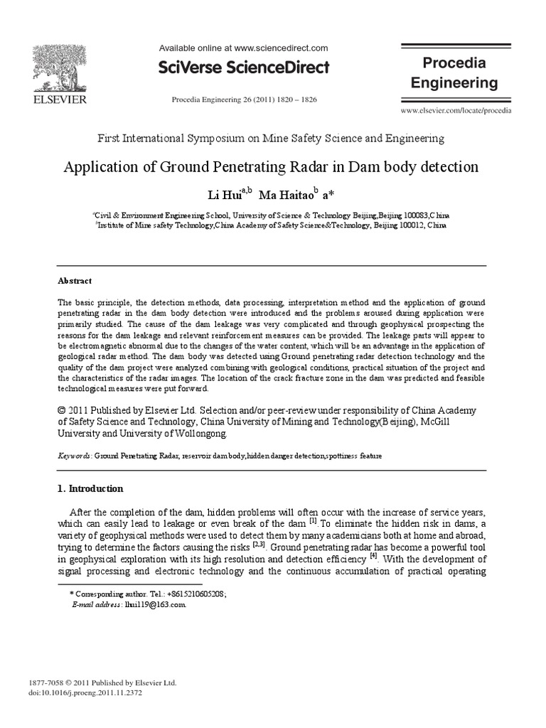 Application of Ground Penetrating Radar in Dam Body Detection | PDF ...