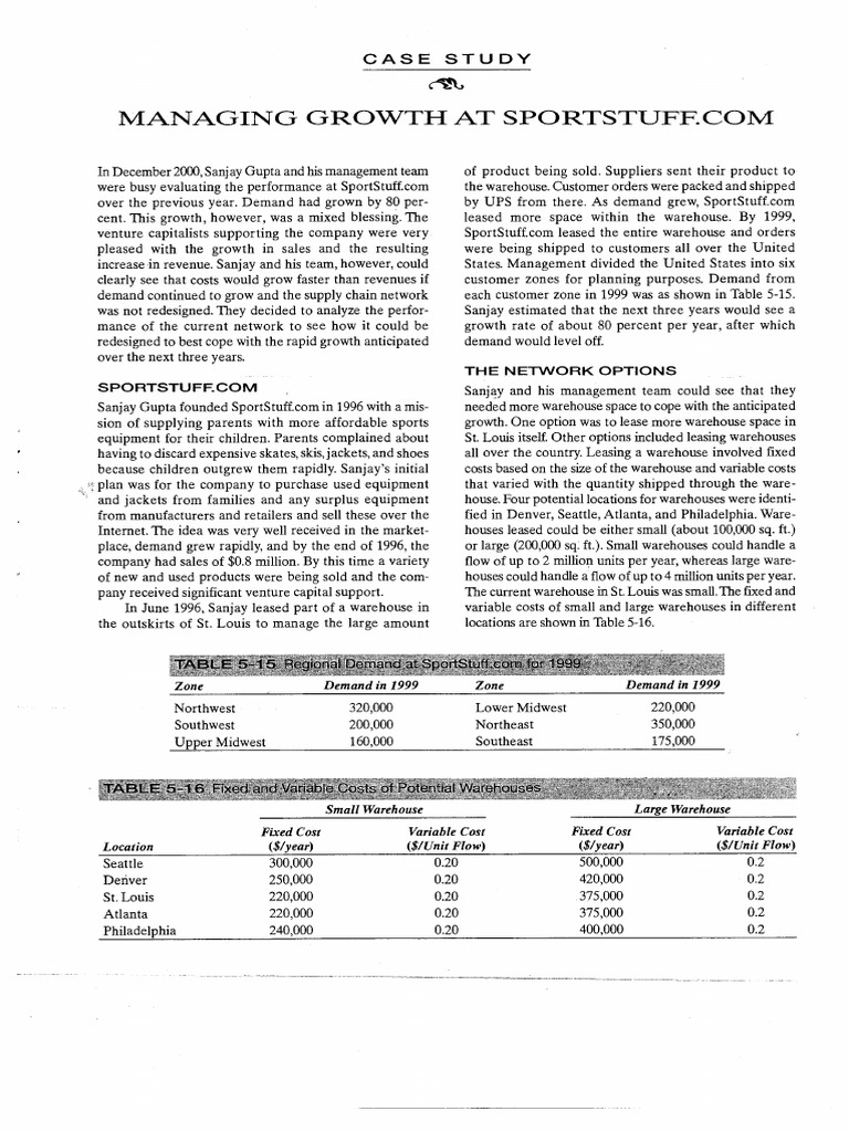 Case Study Supply Chain Management 1 | PDF | Warehouse | Supply Chain