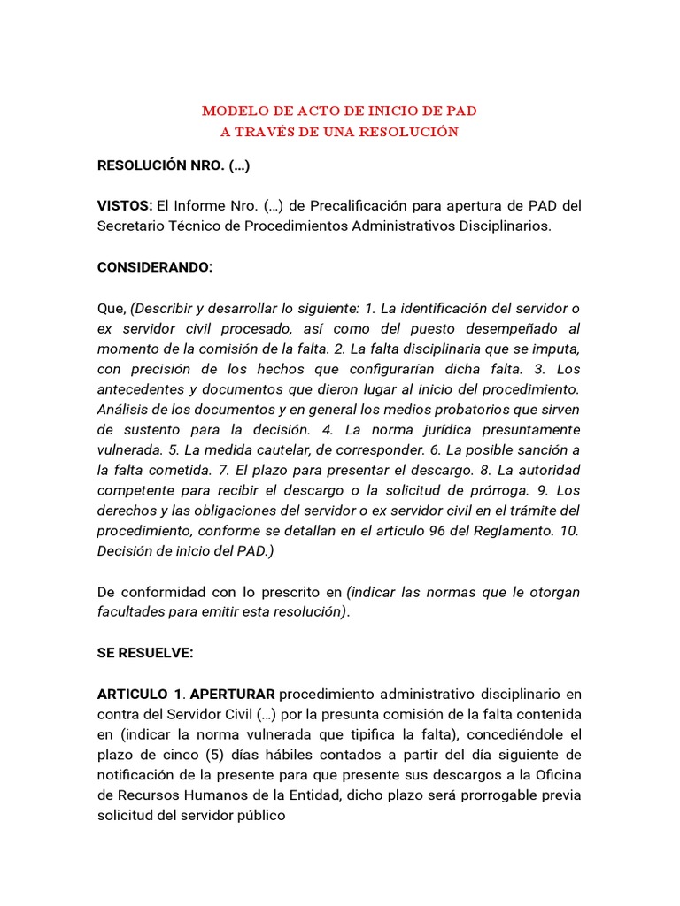 Modelo de Acto de Inicio de Pad | PDF
