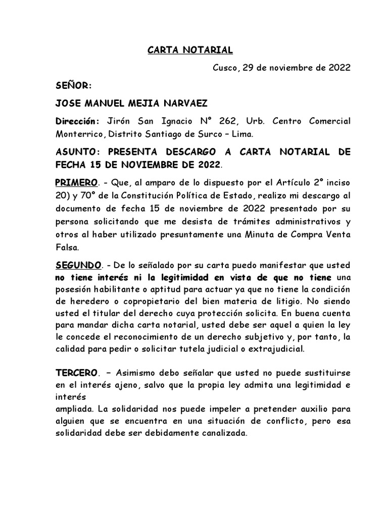 Carta Notarial | PDF | Gobierno | Justicia