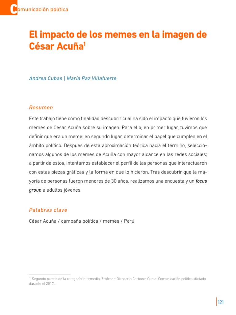 Impacto de Memes en César Acuña | PDF | Comunicación