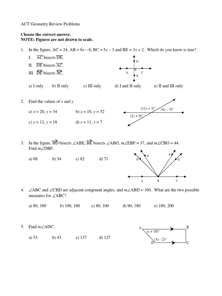 Geometry Practice Test 7 - ACT PROBLEMS | PDF | Area | Triangle