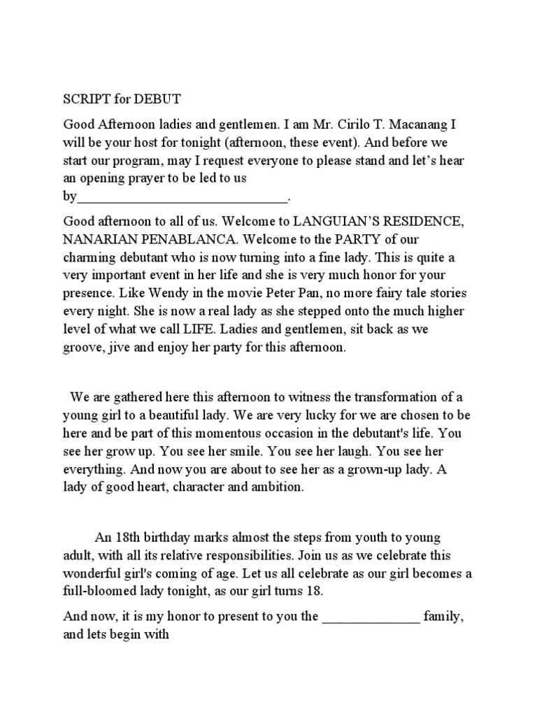 Debut Script | PDF