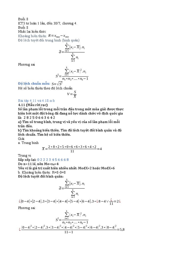 Khoảng biến thiên: Độ lệch tuyệt đối trung bình (bình quân) : R=x x .n n | PDF