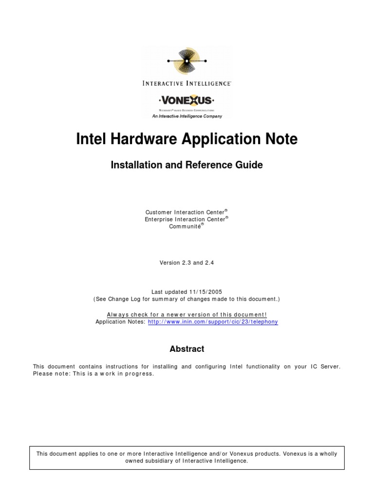 Intel Hardware Application Note - 23 | PDF | Telephony | Fax