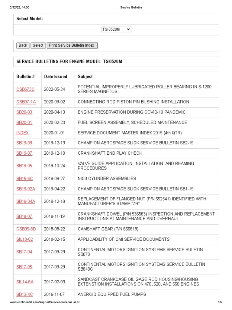 Service Bulletins | PDF | Ignition System | Internal Combustion Engine