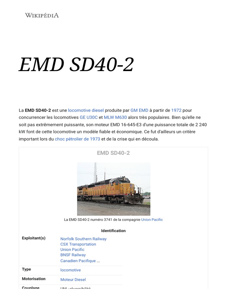 EMD SD40-2 - Wikipédia | PDF | Transport | Véhicules