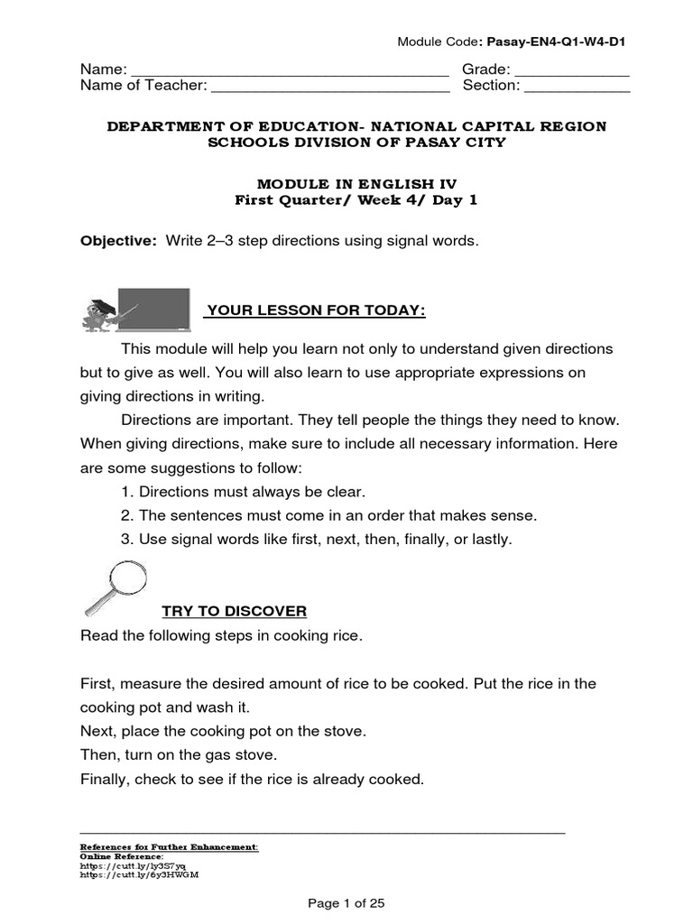 Writing Clear Directions in English IV | PDF | Paragraph | Punctuation
