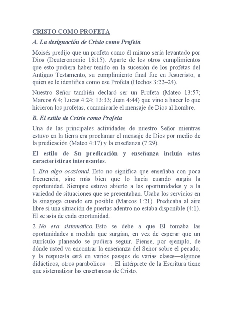 Cristo Como Profeta | PDF | Jesús | Evangelio de Mateo
