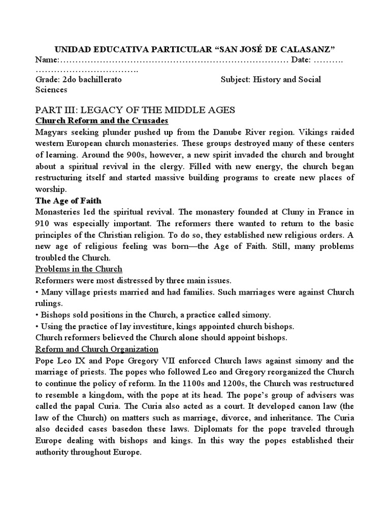 Medieval Church and Crusades | PDF | Crusades | Spanish Inquisition