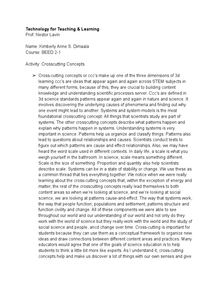 Cross-Cutting Concepts | PDF | Science | Concept
