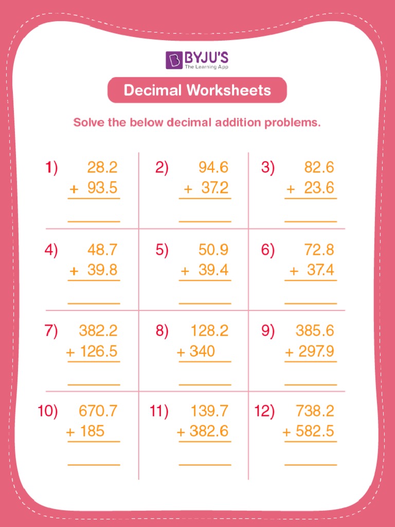 Decimal Worksheets 01 | PDF