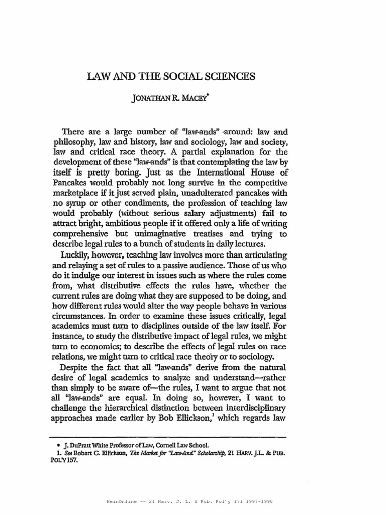 Law and The Social Sciences: Jonathan Macey | PDF | Social Sciences ...