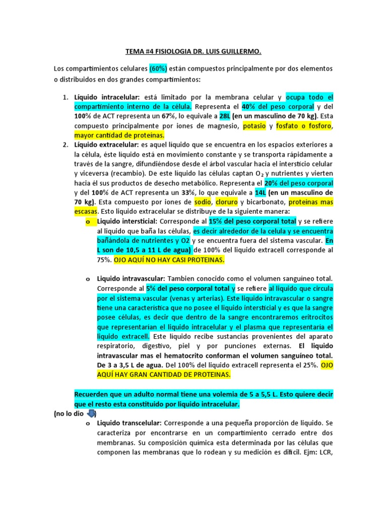 Tema 4. Complemento. Compartimiento Arela | PDF | Ósmosis | Concentración