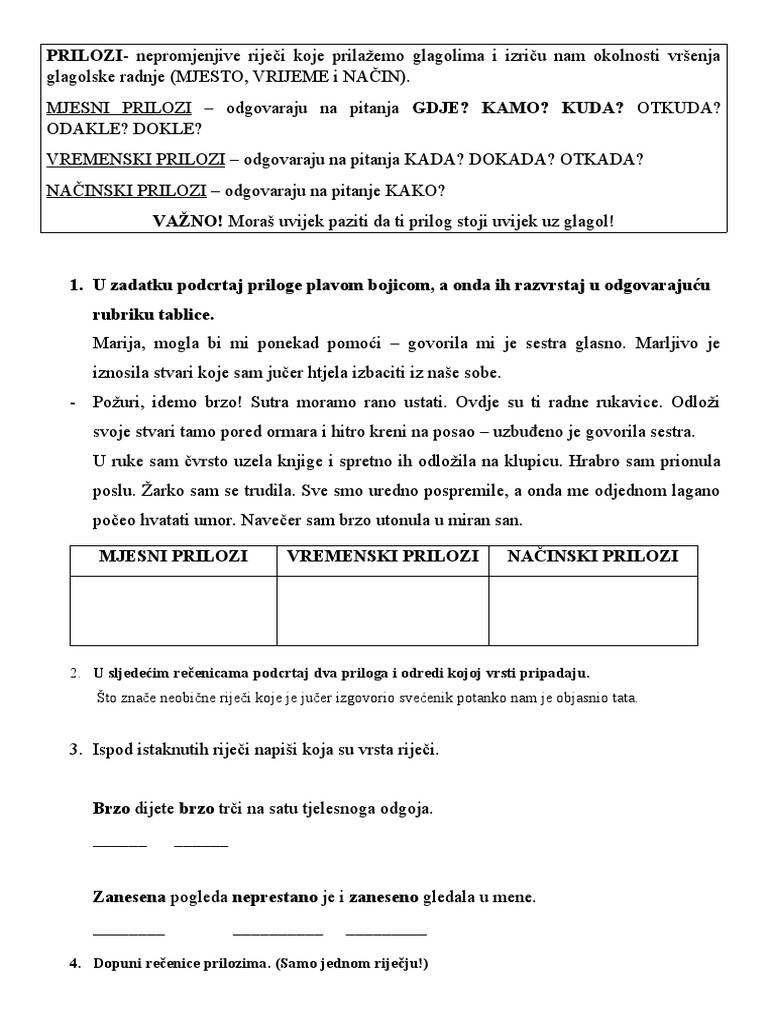 Nepromjenjive Rijeci - Vjezba | PDF