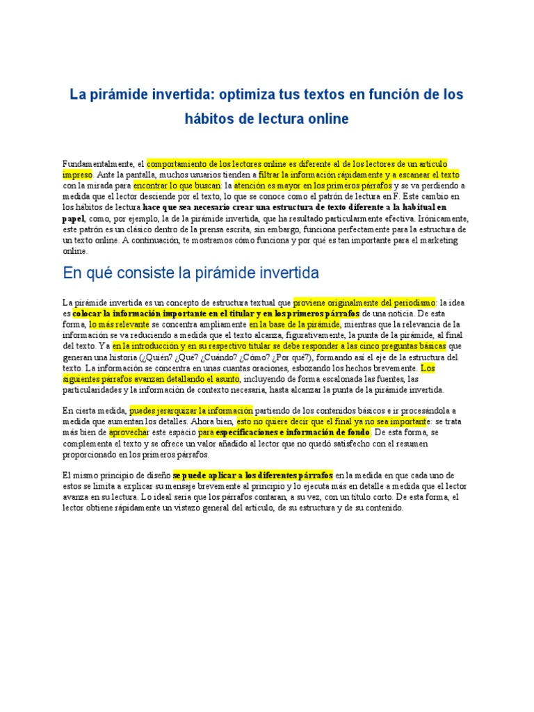 La Pirámide Invertida y El Online | PDF | Posicionamiento en buscadores ...