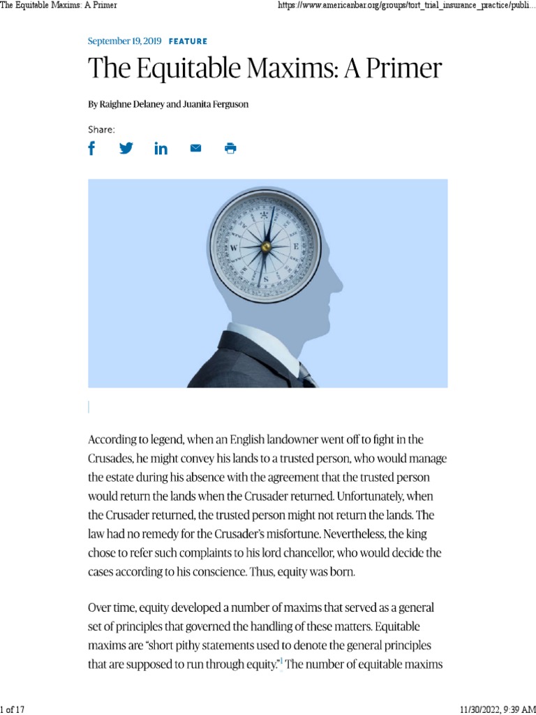 The Equitable Maxims: A Primer | PDF