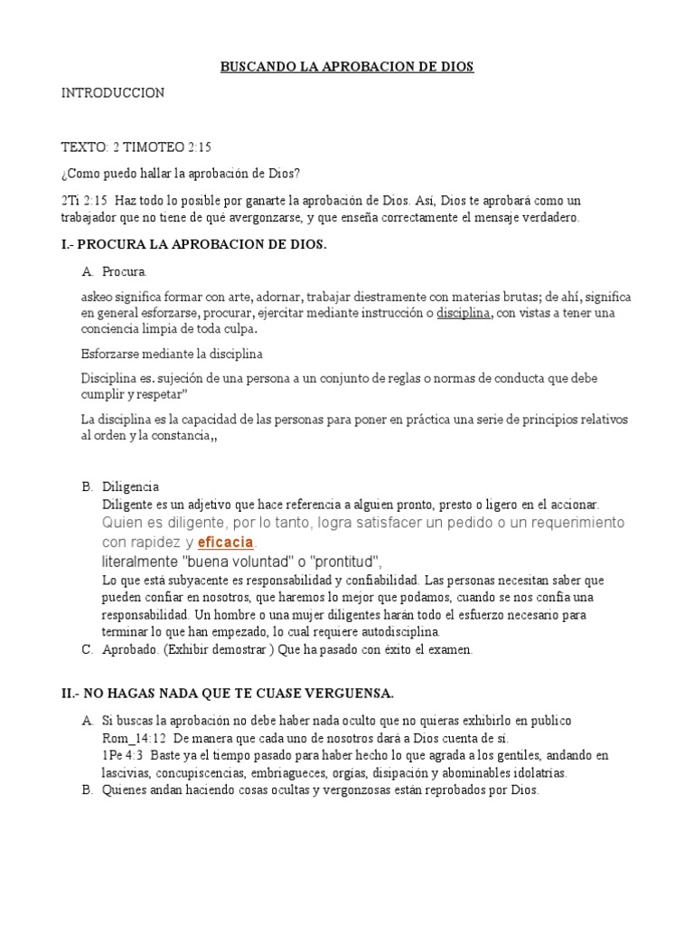Buscando La Aprobacion de Dios | PDF | Disciplinas | Dios