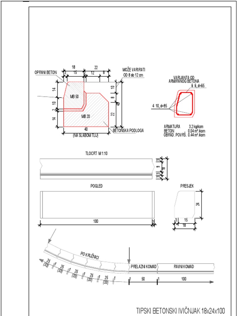 Detalj Ivičnjaka 18X24X100 | PDF
