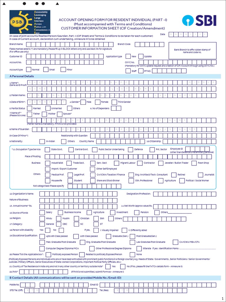 New Account Opening Form | PDF | Banks | Cheque