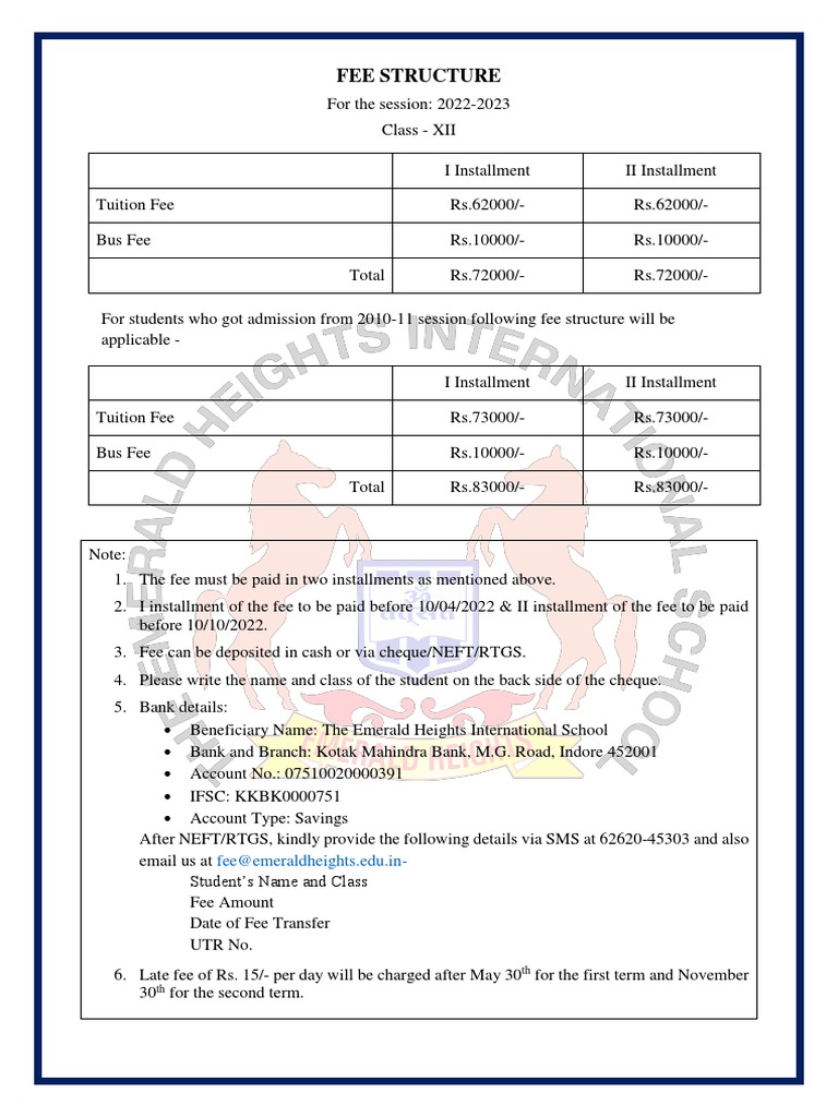 Xii Fee 2022 23 | PDF