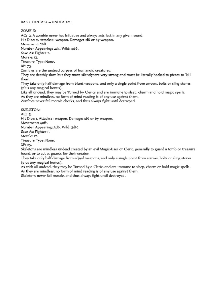 Basic Fantasy - Undead01 | PDF