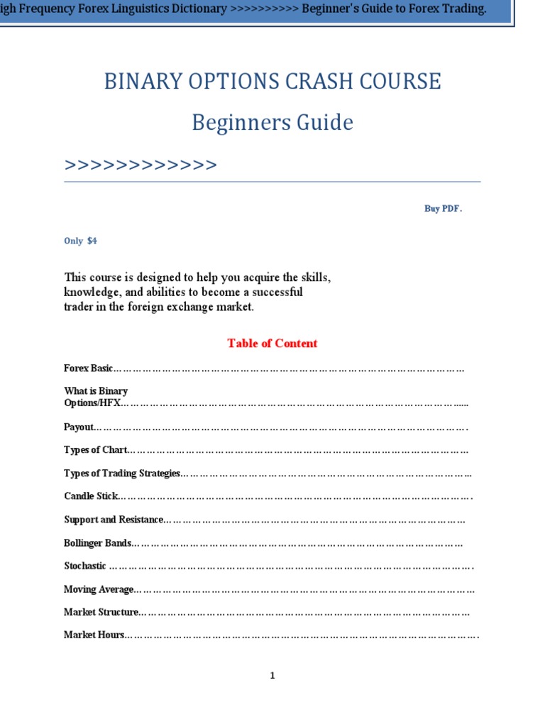 Binary Options Crash Course | PDF | Foreign Exchange Market | Trade