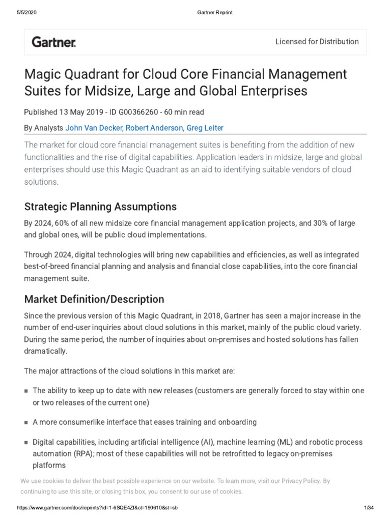 Gartner - Magic Quadrant For Cloud Core Financial Management Suites For ...