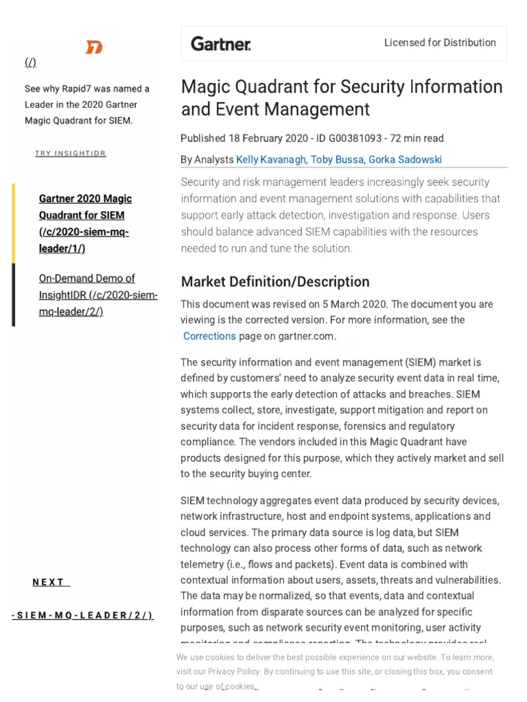 Gartner - Magic Quadrant For Security Information and Event Management ...