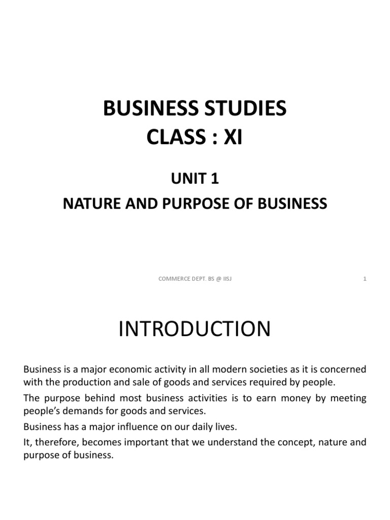 Unit-1 Nature and Purpose of Business | PDF | Banks | Economy Of India
