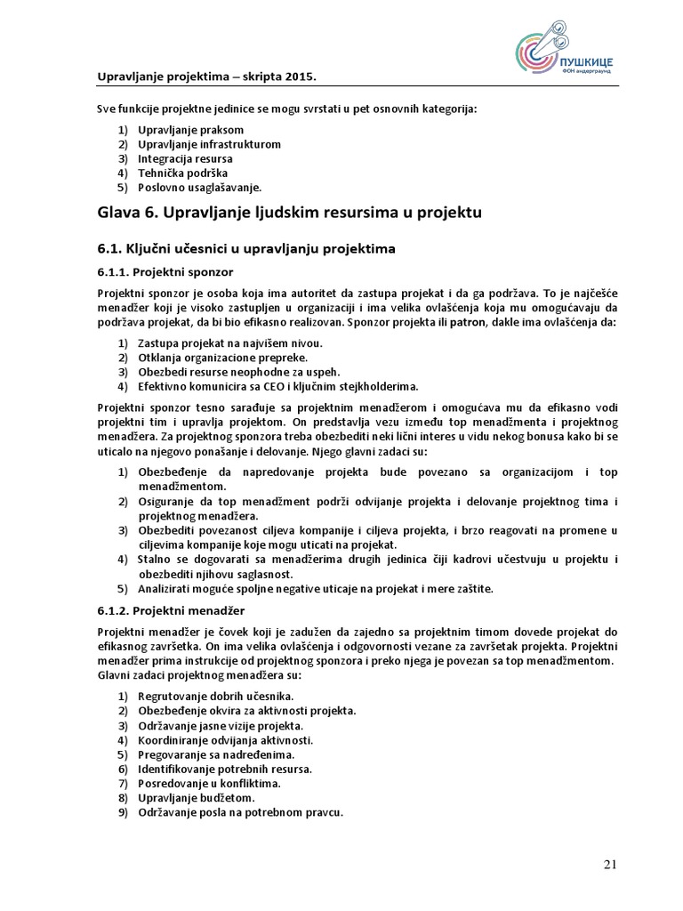 Upravljanje Projektima Skripta 2015 | PDF