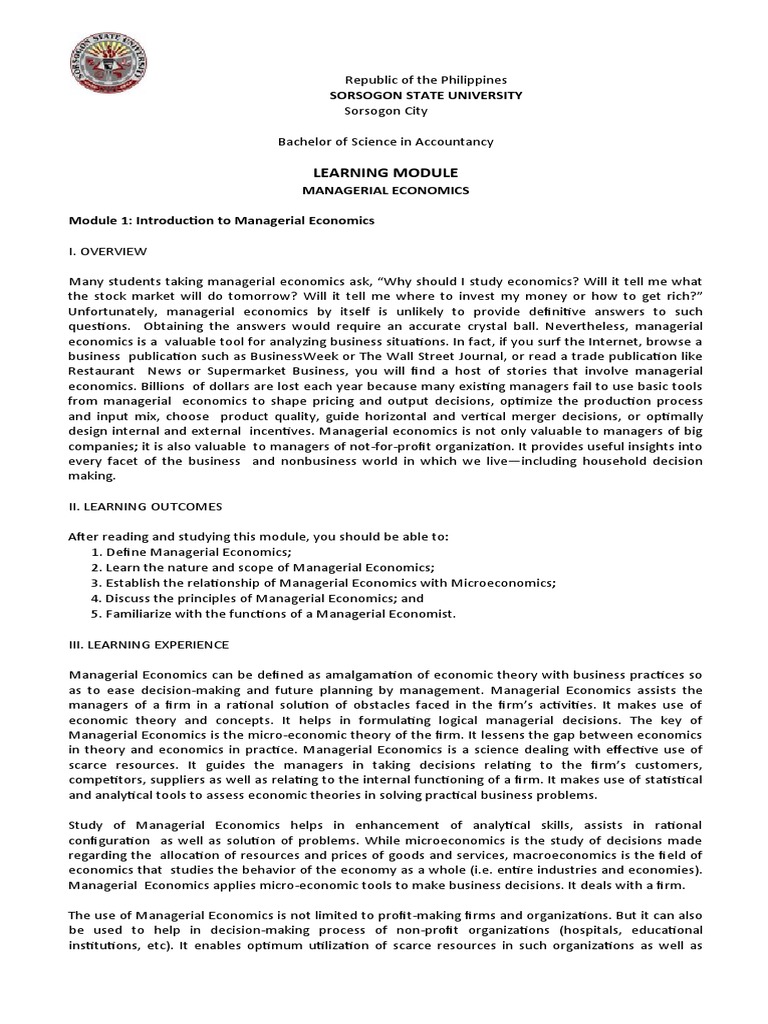 ManEcon Module 1 | PDF | Economics | Microeconomics