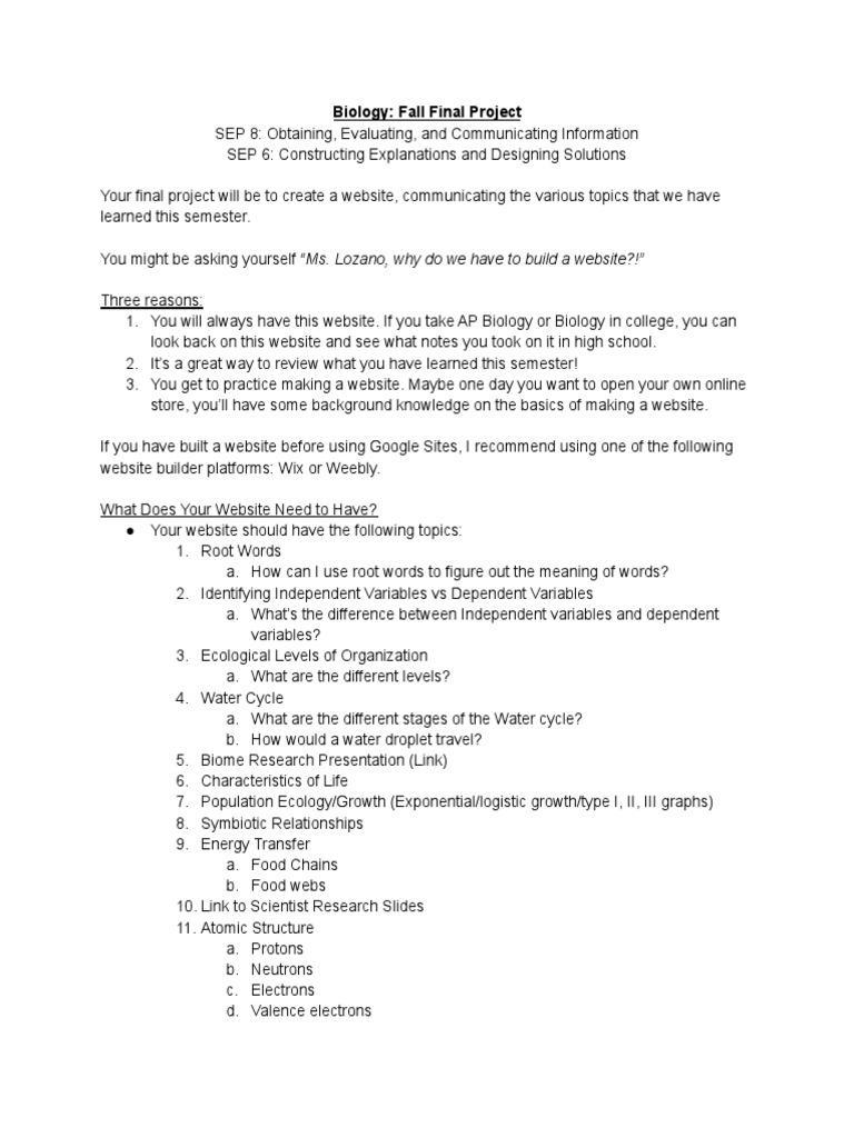 Biology Fall Final Project | PDF | Ecology | Water