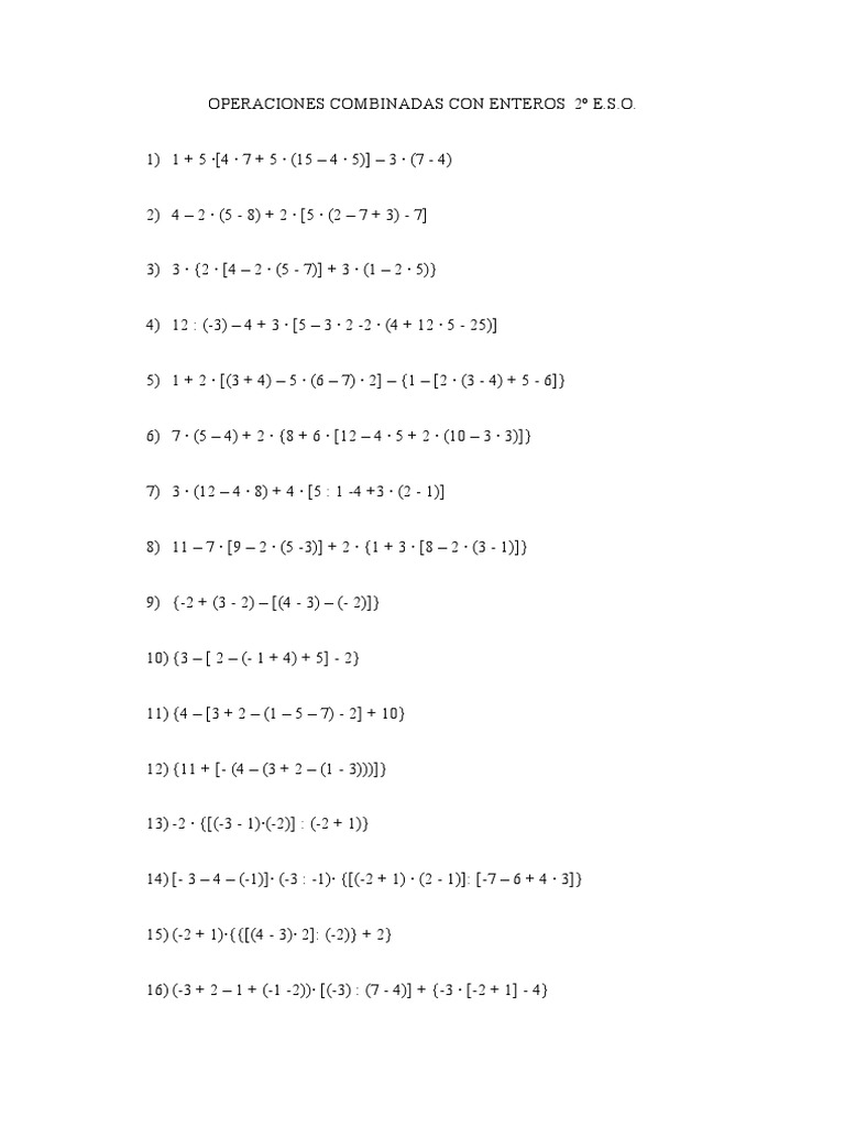 Operaciones Combinadas 2 Eso | PDF