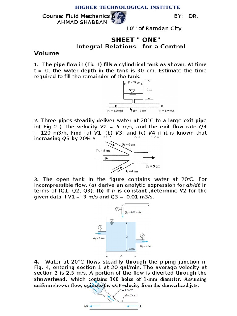 Fluid B Sheet | PDF | Fluid Dynamics | Flow Measurement