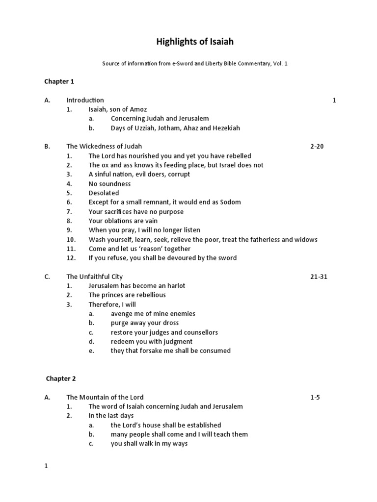 Highlights of Isaiah | PDF | Isaiah